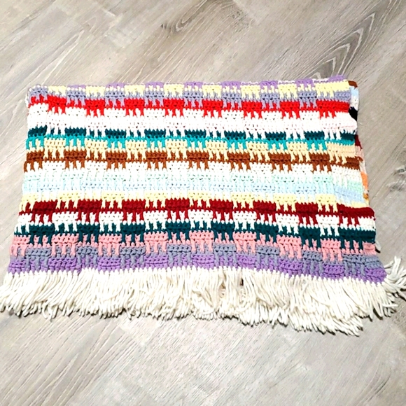 Hand Crafted | Bedding | Vintage Multicolor Afghan Granny Crochet ...
